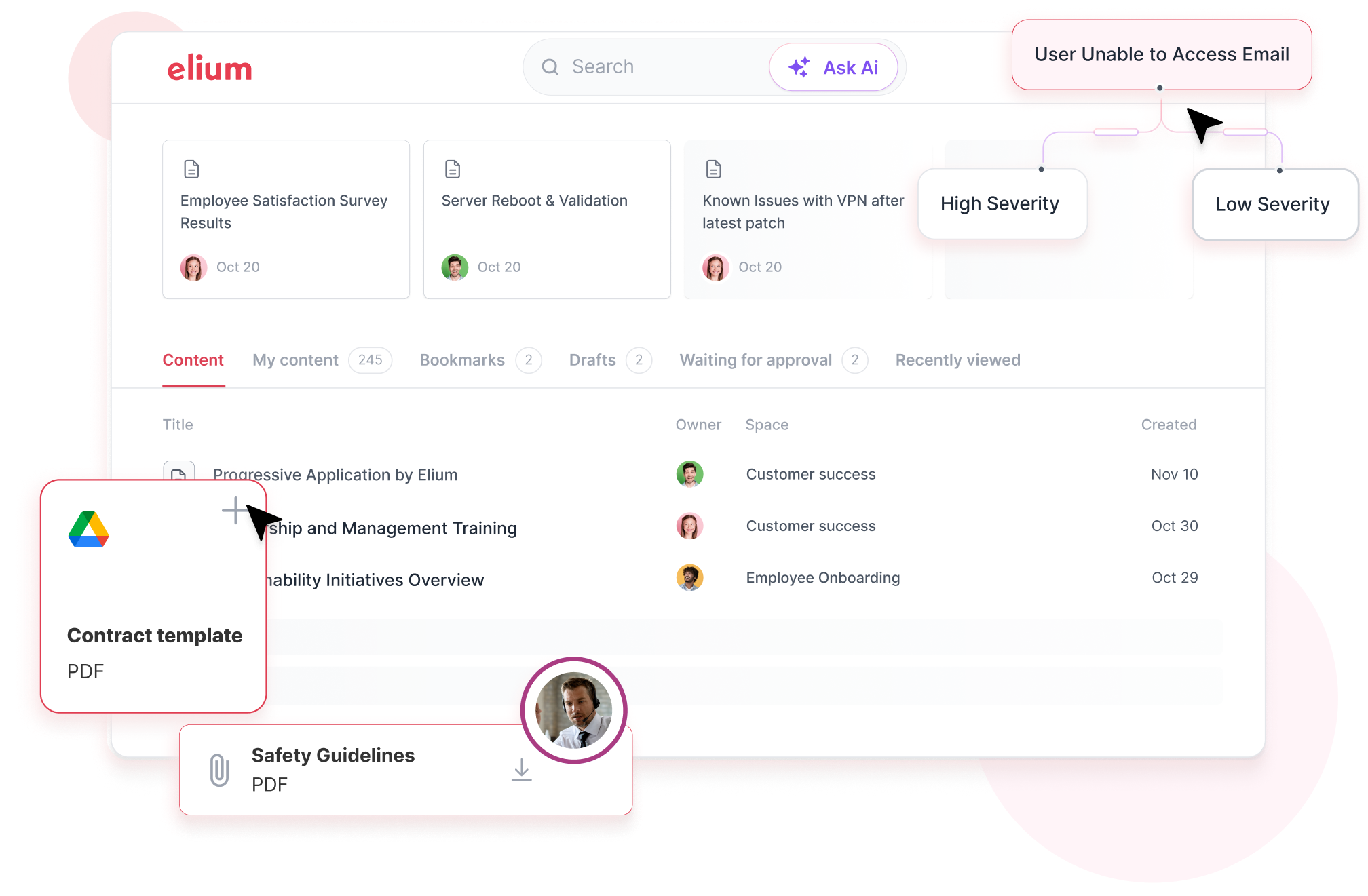 Hub de connaissances pour votre service desk et support IT - Elium